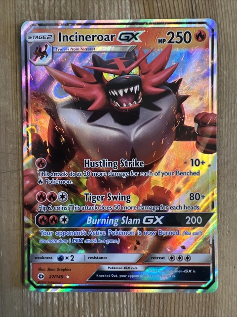 POKÉMON TCG INCINEROAR GX Sun & Moon Base Set 27/149 Holo Ultra Rare NM ...