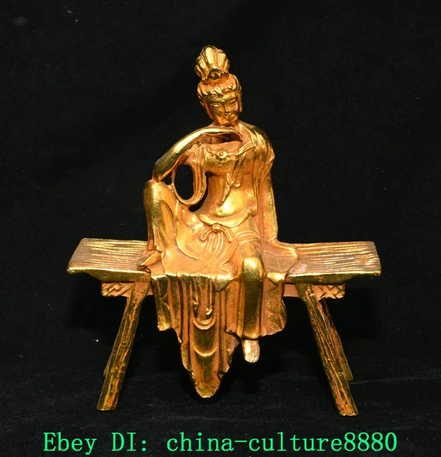 5.1 &VIEUX BRONZE tibétain assis Guanyin Guanyin Bodhisattva tabouret EUR 96,00 - PicClick FR