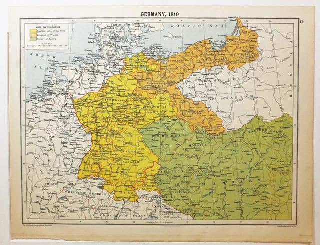 HISTORICAL MAP GERMANY 1810 Kingdom Of Saxony Bavaria Westphalia ...