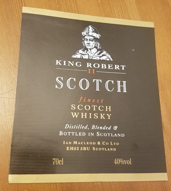 ORIGINAL VINTAGE SCOTCH Whisky Paper Bottle Label King Robert II Scotch ...