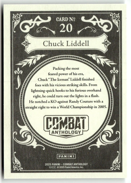 2025 PANINI COMBAT Anthology No. 20 Chuck Liddell Edad Dorada Base EUR ...