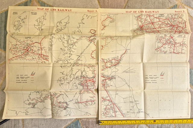 MAP OF LMS Railway Sheet 1 and 2 Vintage Undated Two Maps £8.00 ...