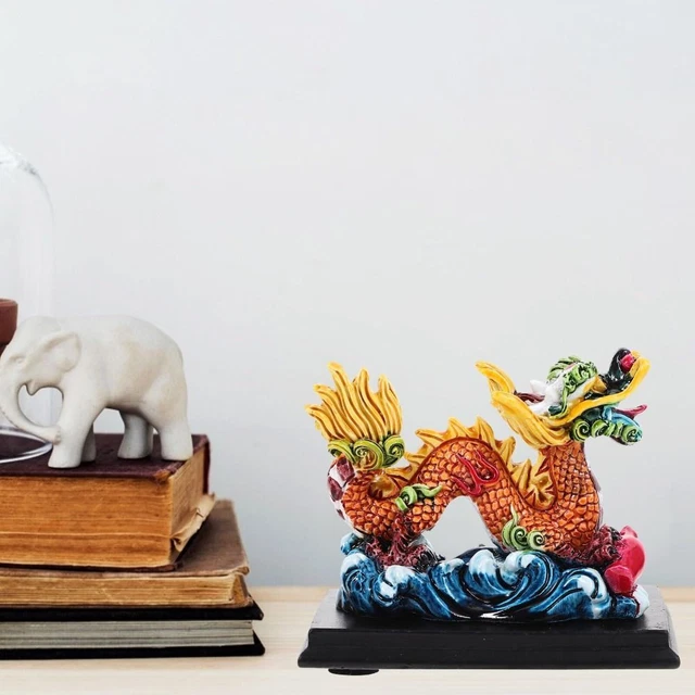 RESIN CHINESE ZODIAC Dragon Figurine Retro Dragon Mascot Animal ...
