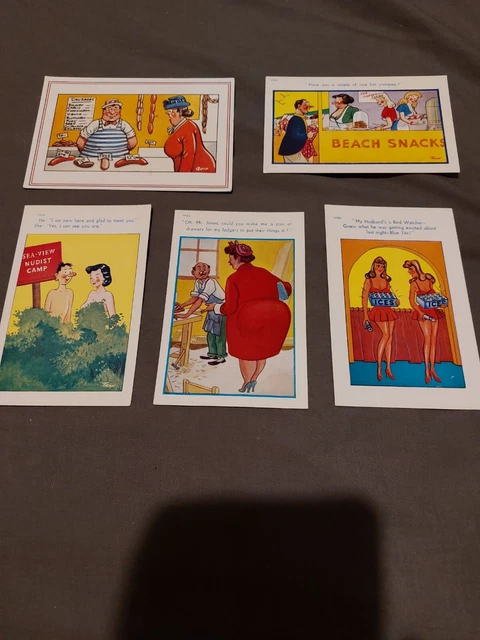 VINTAGE SAUCY SEASIDE Comic Postcard Bamforth Set Of 5 £1.99 - PicClick UK