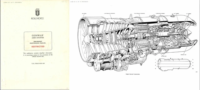 ROLLS-ROYCE RB.80 CONWAY Engine Maintenance Manual turbofan Jet RARE ...