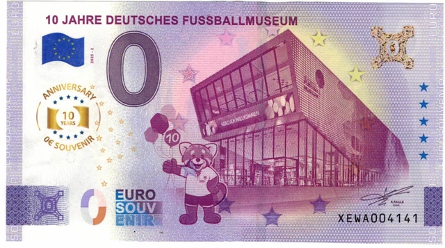 NEU !!! 0-EURO-ANNIVERSARY-SCHEIN 10 Jahre Deutsches Fussballmuseum ...