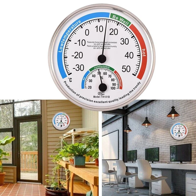 EASY TO READ Analog Scale Temperature and Humidity Thermometer ...
