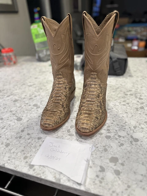 TECOVAS ORIGINAL BRADY Mens Natural tan Python Cowboy Boots Size 11D ...