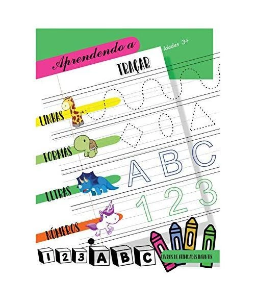 APRENDENDO A TRAÇAR linhas formas letras números: Livro de atividades ...