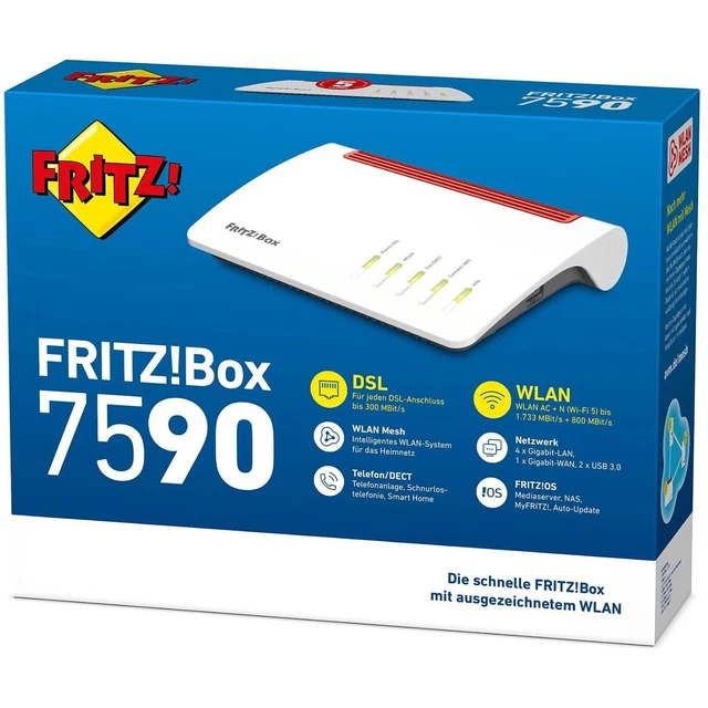 AVM FRITZ!BOX 7590 Router DSL VDSL WLAN Dual-Band mit S0 (ISDN)- Bus ...