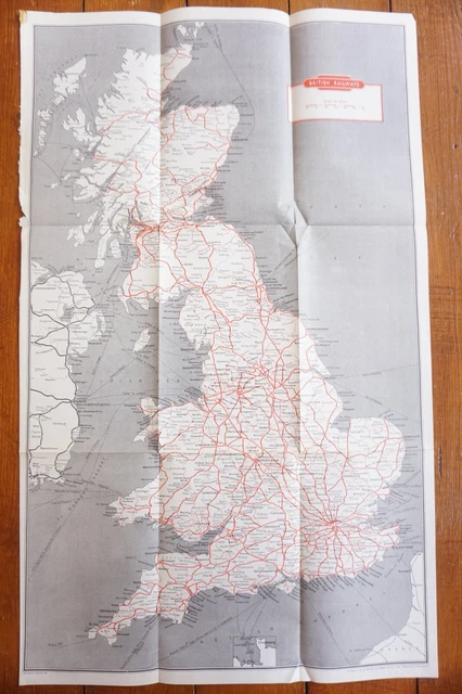 1949 BRITISH RAIL Passenger Network Railway System Map VGC £10.39 ...