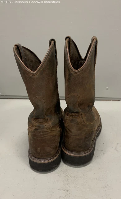 CABELAS MEN LEATHER Pull-On Work Boot Brown Leather Pull-On US Size 8D ...