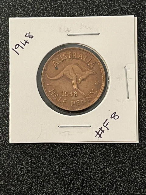 🐞1948 AUSTRALIAN HALF Penny 🐞Coin Lovely 1/2P King George V1 #F8🐞 $2.95 ...