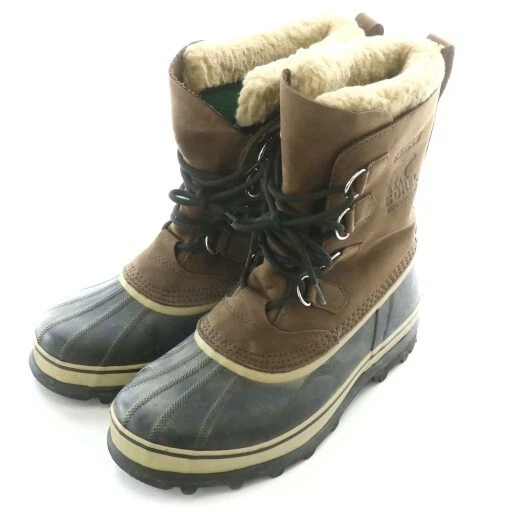 SOREL SNOW BOOTS Suede Leather Embossed Logo USA10 28.0cm Brown Brown ...