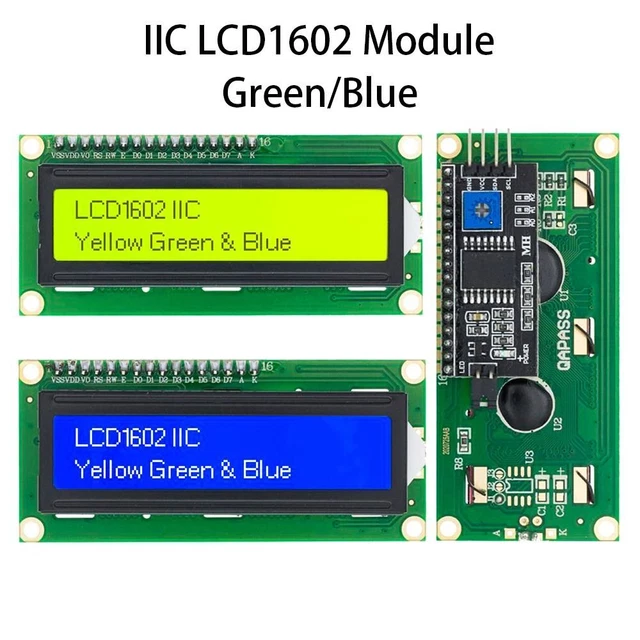 HD44780 1602 I2C LCD Display Blue Green Screen Interface Adapter ...