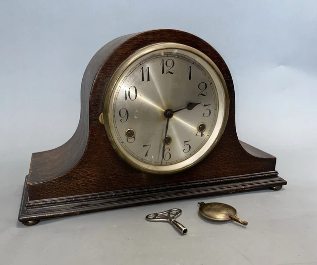 DRGM VINTAGE MECHANICAL Chimes Mantel Clock w Pendulum + Key. TESTED ... DRGM VINTAGE MECHANICAL Chimes Mantel Clock w Pendulum + Key. TESTED ...