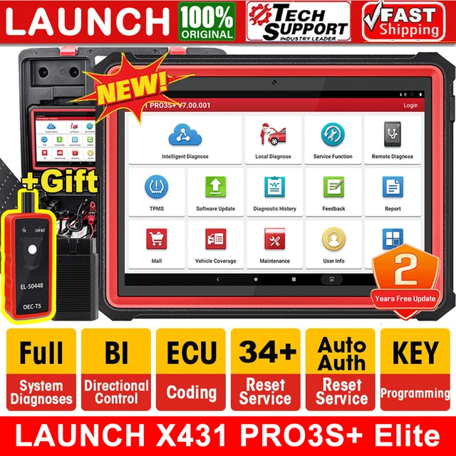 LAUNCH X431 PRO3S+ Elite Bidirectional Diagnostic Tool Coding TPMS OBD2 ...