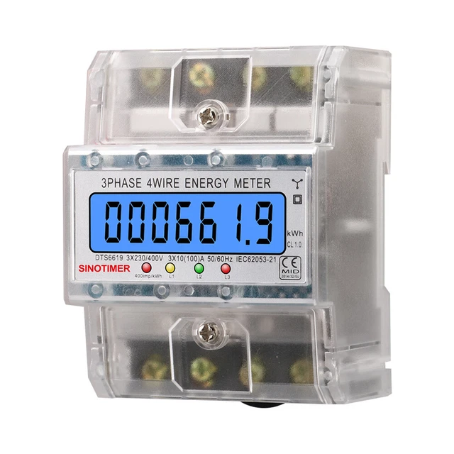 DIN RAIL ENERGY Meter 3 Phase 4 Wires KWh Meter Electric Energy Meter ...