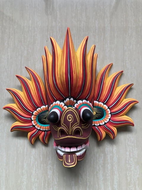 HANDMADE WOODEN SRI Lankan Traditional Raksha Mask 10" Home Decor ...