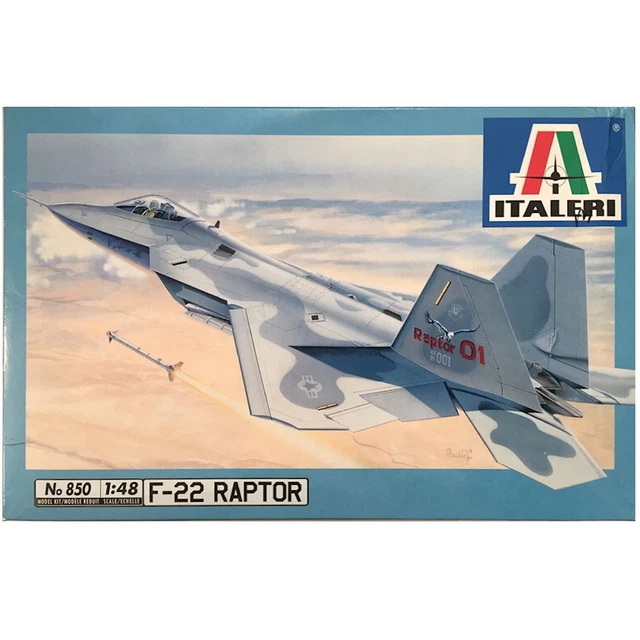 F-22 RAPTOR MODEL Aircraft Kit 1:48 Scale by ITALIERI No. 850 * New ...