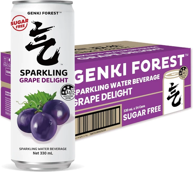GENKI FOREST GRAPE Delight Sparkling Water Beverage, Zero Sugar Drinks ...