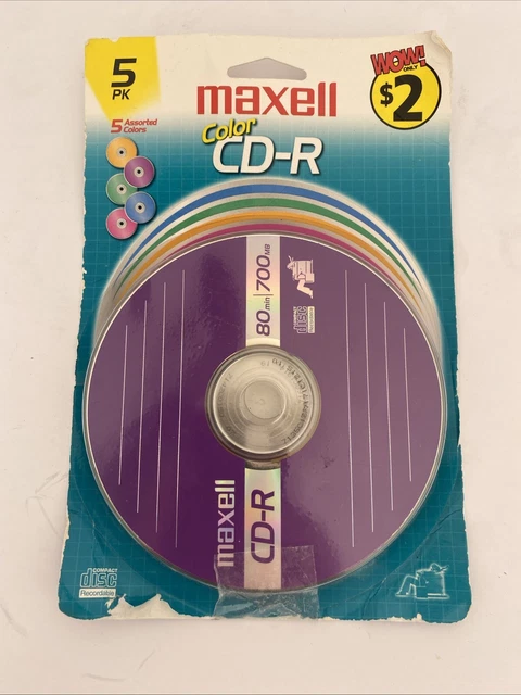 MAXELL CD-R COLOR 5-Pack 80 Min 700Mb Data-Music-Photos $5.99 - PicClick
