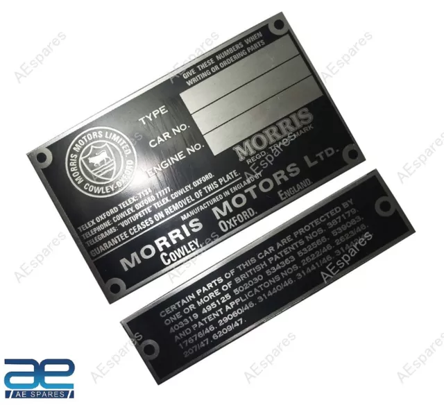 2X MORRIS MINOR MM Chassis ID Plate MMP3002 For Morris Minor ECs $17.84 ...