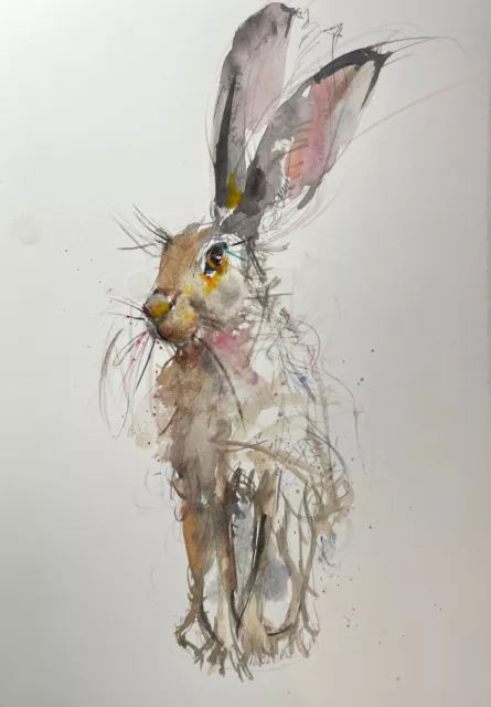 ORIGINAL WATERCOLOUR PAINTING Young Hare Drawing Unframed "Amelia" £45. ...