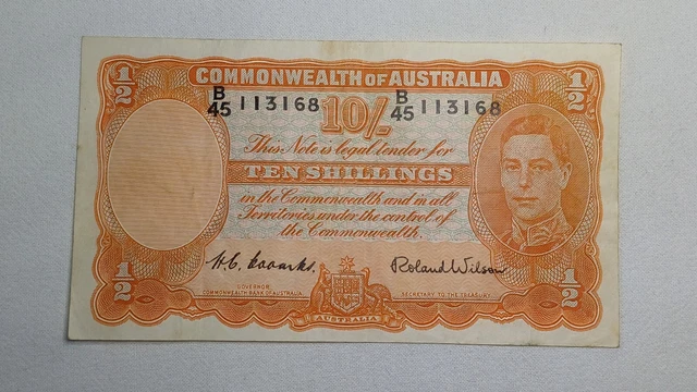 TEN SHILLINGS AUSTRALIAN Bank note Armitage Good condition B45 $225.00 ...