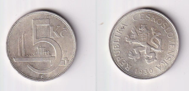 5 KRONEN SILBER Münze Tschechoslowakei 1930 ss+ (135203) EUR 13,99 ...