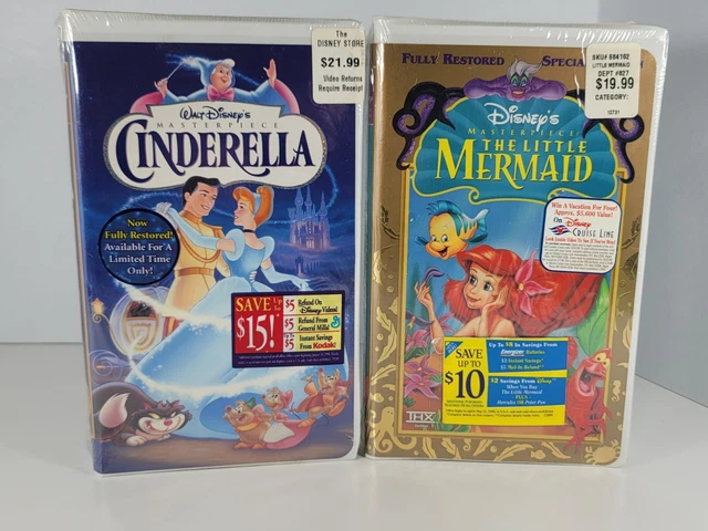 LITTLE MERMAID + Cinderella (VHS) Vtg Disney Masterpiece Collection ...
