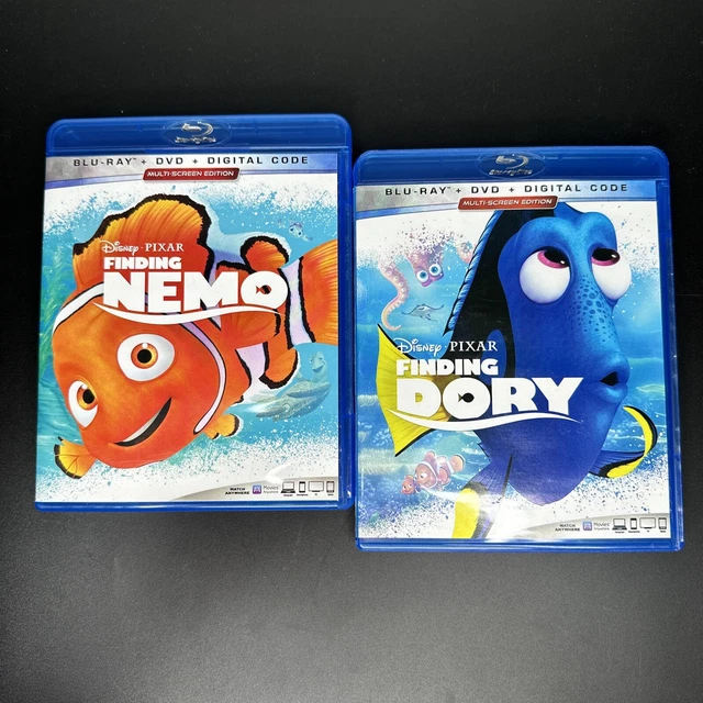 Disney Pixar Finding Nemo And Finding Dory Blu Ray Dvd 2 Movie Bundle