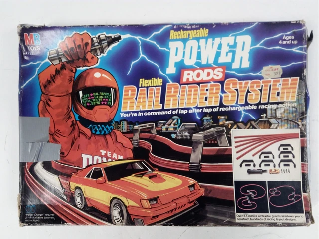 RECHARGEABLE POWER RODS Rail Rider System MB Games 1985 Vintage Retro ...
