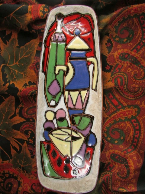 ANCIEN PETIT PLATEAU ceramique emaillee epoque 1970 vintage RSM hugo ...