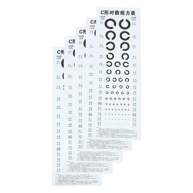 6 SHEETS SNELLEN Test Chart Visual Testing Chart Handheld Eye Occluder ...