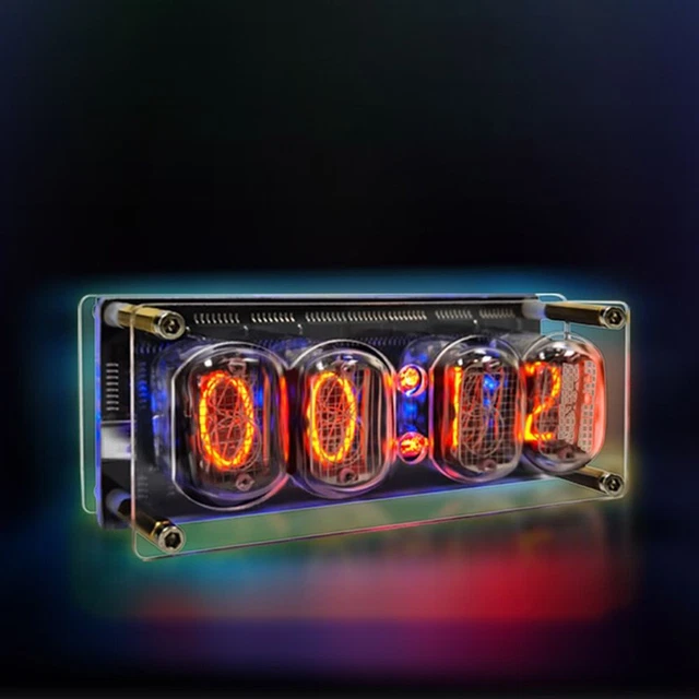 UNIQUE IN12 GLOW Tube Nixie Clock 225 Color Lights Time and Date ...