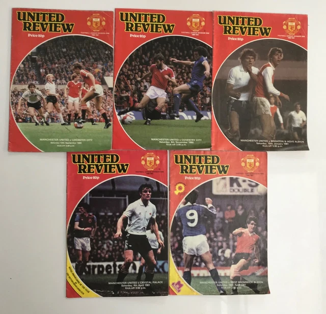 5 MANCHESTER UNITED Review Home Programmes Division 1 1980/81 Season £3 ...