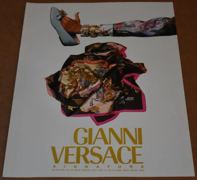 1992 STAMPA AD Gianni Versace Firma Moda Tacchi Sciarpa Camicia ...