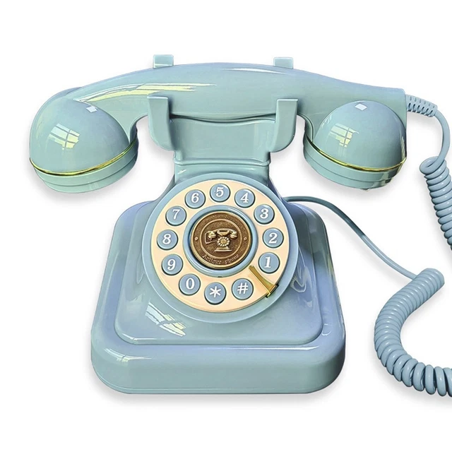 RETRO WIRED Dial Telephone Plug-in Home Fixed Landline Antique ...
