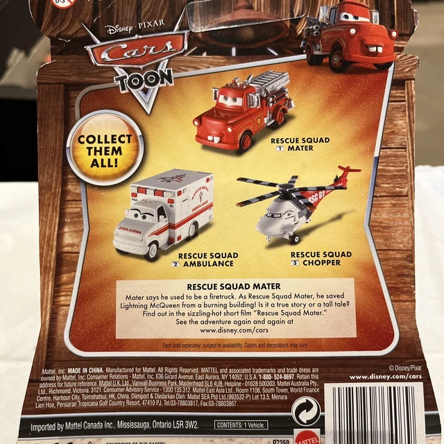 DISNEY PIXAR CARS Deluxe Toon Rescue Squad Chopper 1:55 diecast new in ...