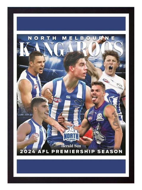 FRAMED 2024 NORTH Melbourne Kangaroos AFL Poster - 45cm x 32cm x 3cm ...