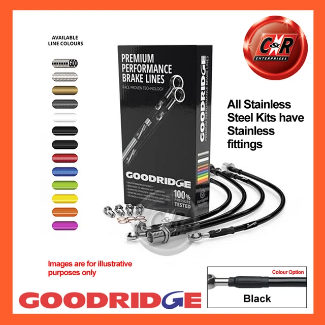 FITS GOLF MK2 GTi Mk2-Mk4 RrCaliper Conv Rrs SS Black Goodridge Hoses ...