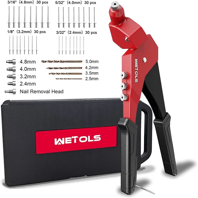 RIVET GUN WITH 120 Rivets, Hand Rivet Tool 360° Swivel Head $23.98 ...
