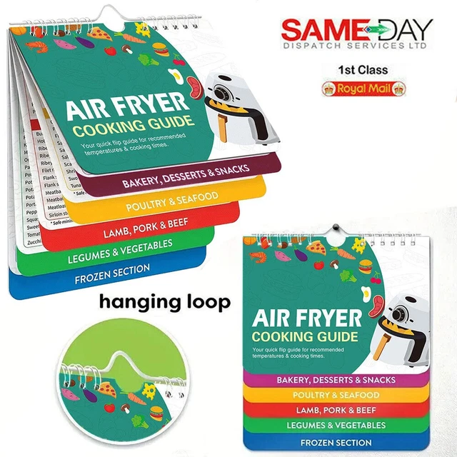 AIR FRYER CHEAT Sheet Cooking Guide Booklet Times Chart Set Adsorption ...
