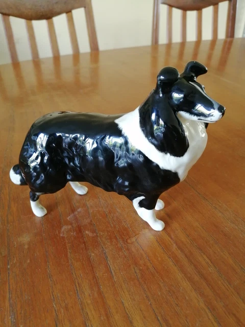 VINTAGE LARGE BESWICK Border Collie Dog ~ Black And White~ vgc £16.32 ...