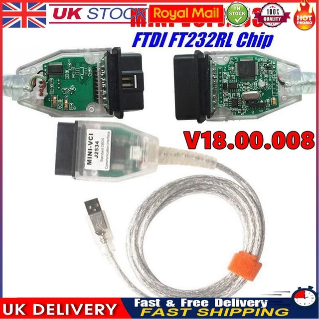 MINI VCI CAR Scanner Cable MINI VCI J2534 FTDI FT232RL Chip for Toyota ...