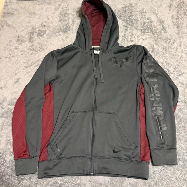 NIKE THERMA-FIT VIRGINIA Tech Hokies Full Zip Hoodie Mens Size S Grey ...