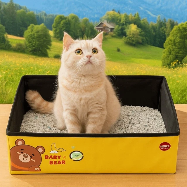 WATERPROOF PORTABLE LITTER Box Anti-splash Foldable Cat Litter Box Car ...