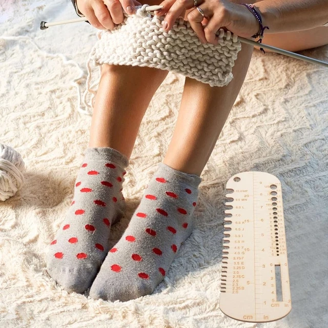 KNITTING NEEDLE GAUGE Sock Blocker Multi-Function Knitting Ruler $17.24 ...