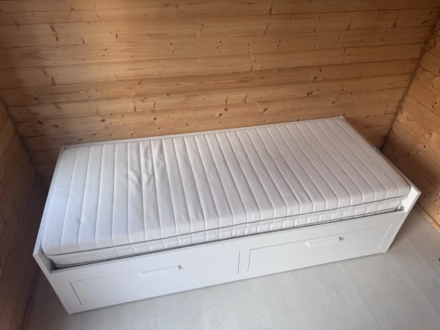 IKEA EXTENDABLE DOUBLE Bed and Memory Foam Mattresses £125.50 - PicClick UK